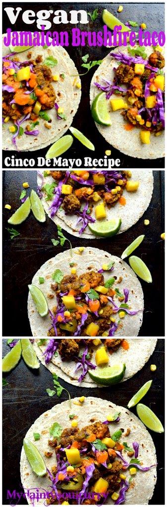 Vegan Jamaican Brushfire chicken Taco Torchy's-style