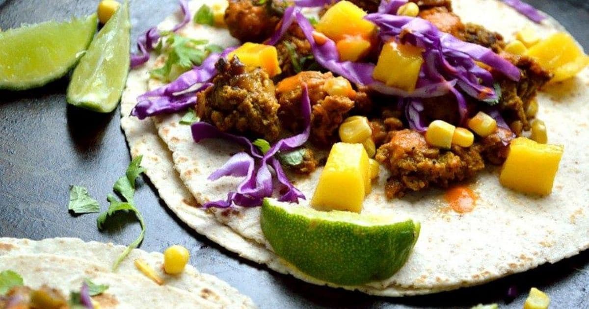 Vegan Jamaican Brushfire chicken Taco Torchy's-style