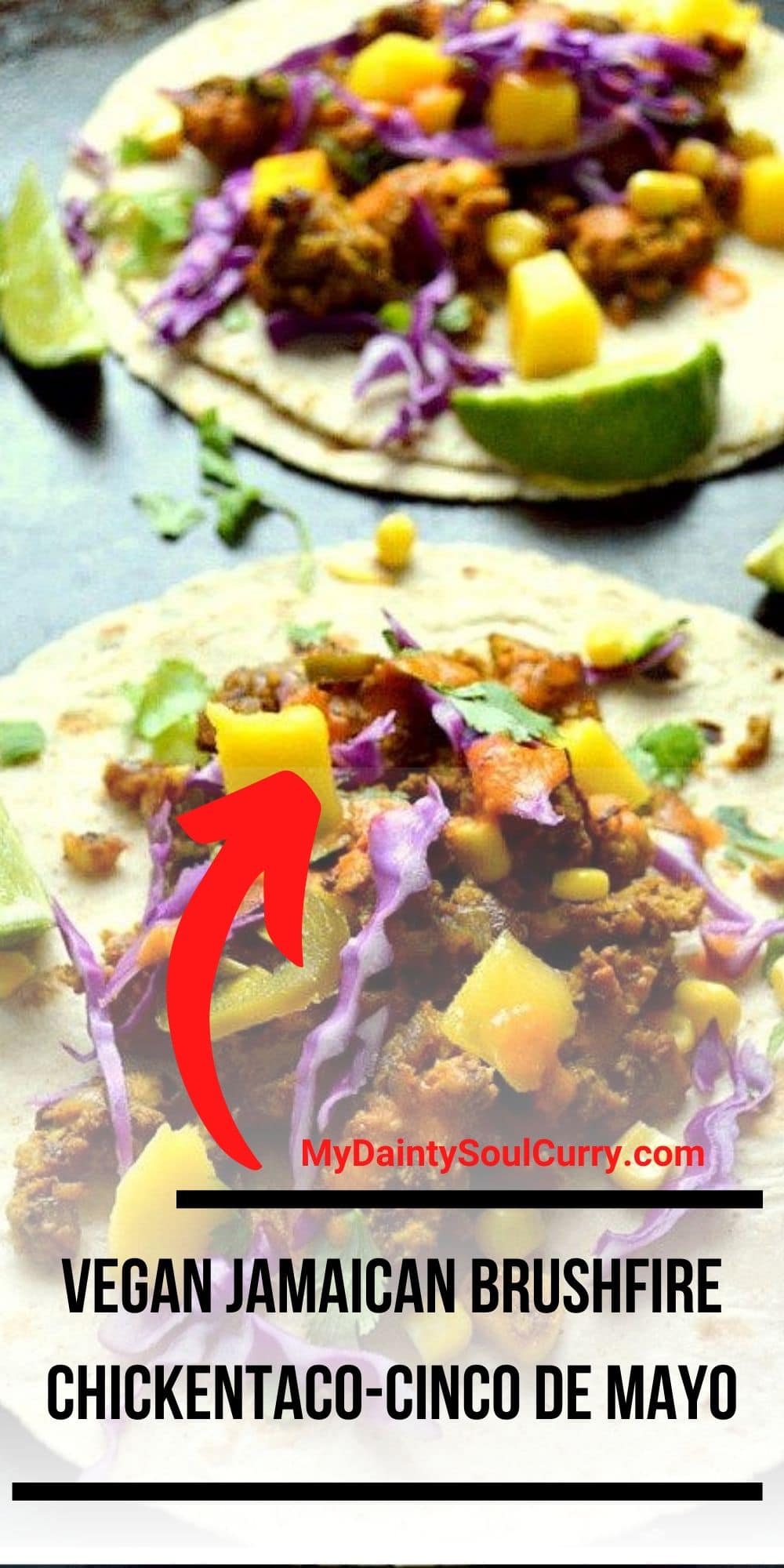 Vegan Jamaican Brushfire chicken Taco Torchy's-style