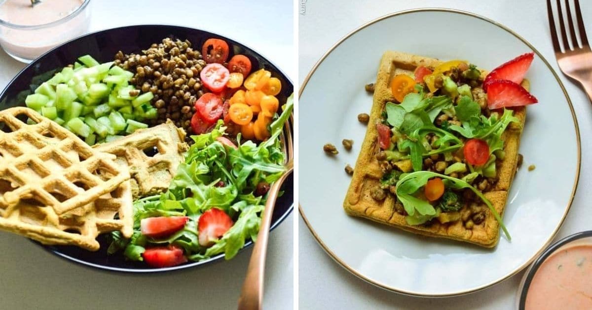 Savory Masala Waffle with Tabbouleh and Waffle Tabbouleh Salad