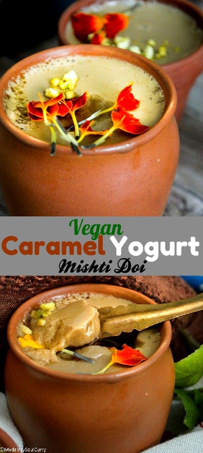 Vegan Mishti Doi or Sweetened Vegan Yogurt Recipe