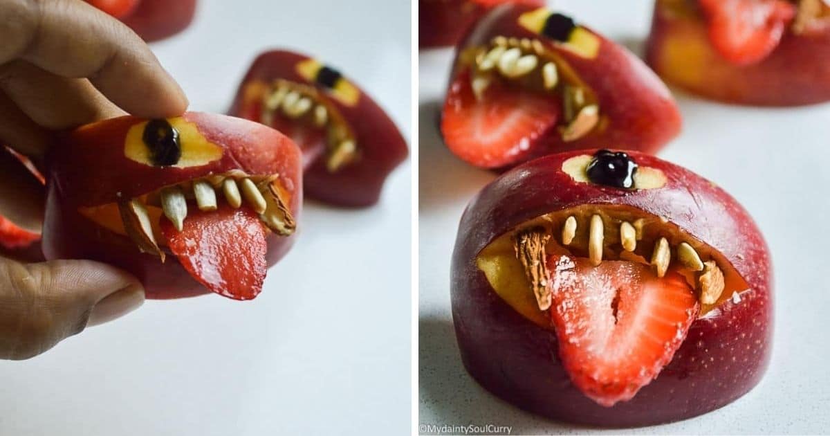 Quick Vegan Halloween Apple Monsters My Dainty Soul Curry