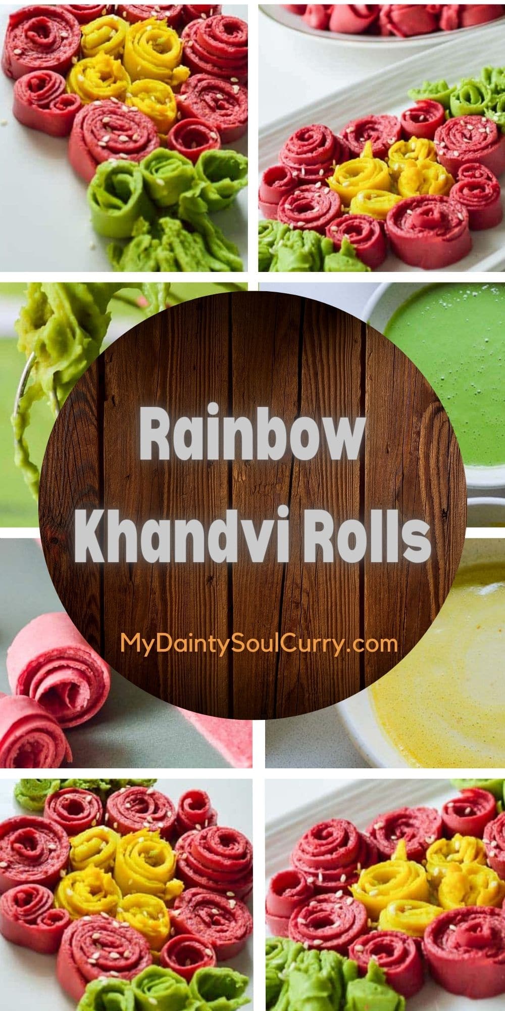 Rainbow Khandvi Rolls with Garbanzo Flour Vegan Recipe