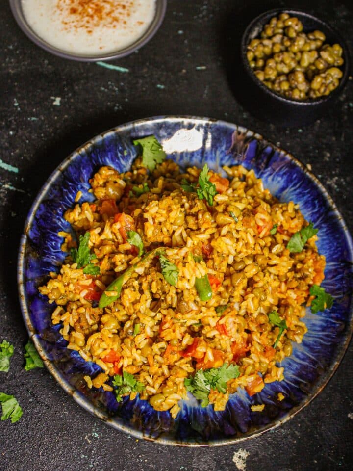 Brown Rice Green Moong Pulao - My Dainty Soul Curry