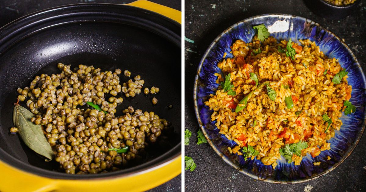 Brown Rice Green Moong Pulao - My Dainty Soul Curry