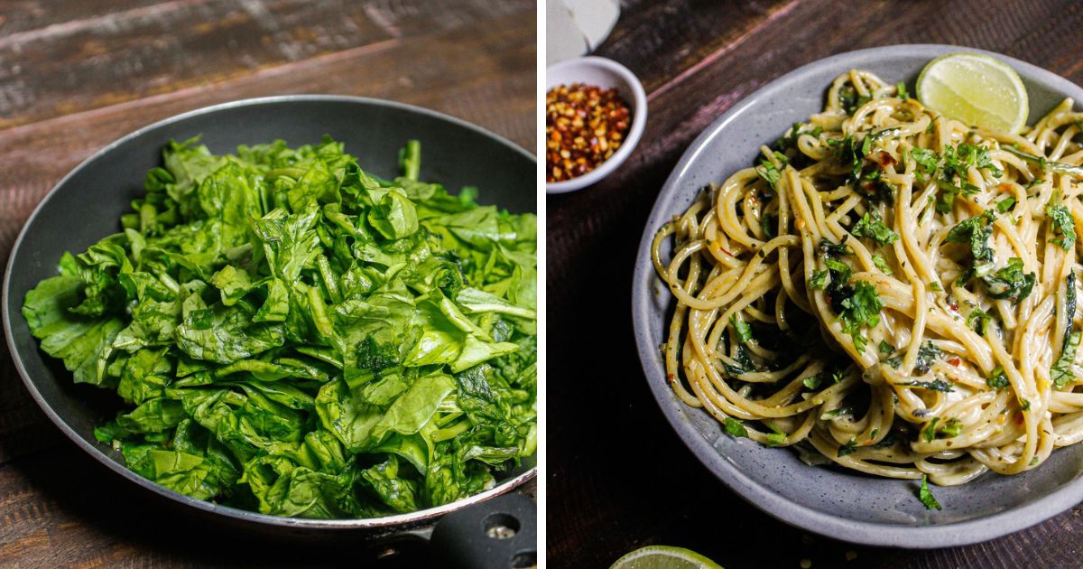 Lemony Whole Wheat Spaghetti with Garlic and Spinach - My Dainty Soul Curry