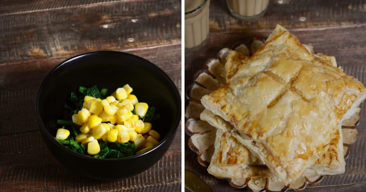 Spinach and Corn Puff Pastry - My Dainty Soul Curry