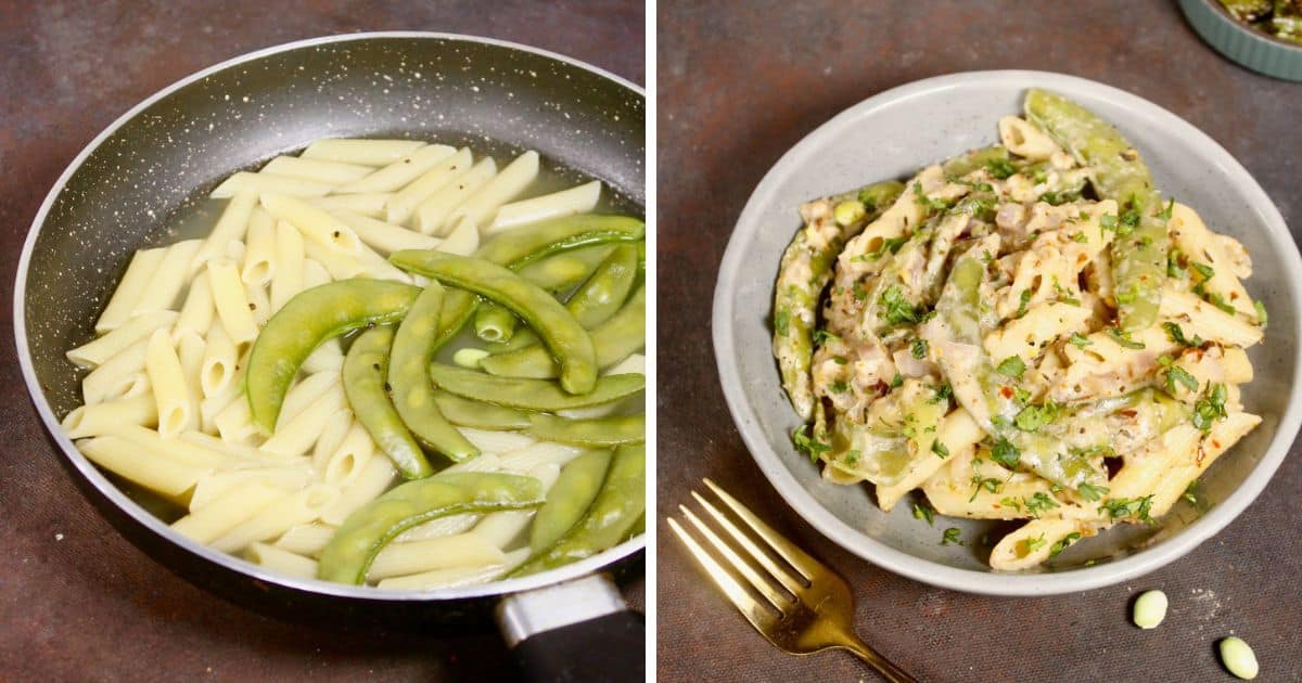 Broad Beans Pasta in White Sauce - My Dainty Soul Curry