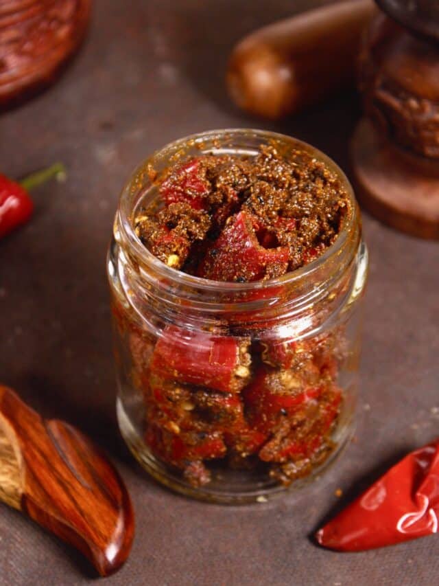 Instant Red Chili Pickle - My Dainty Soul Curry