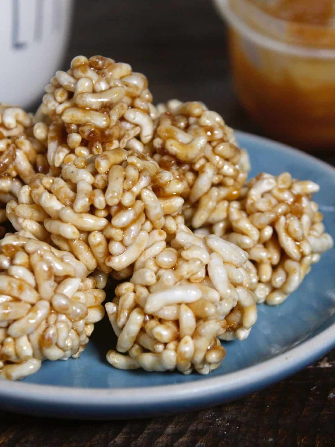 Caramel Puffed Rice Balls - My Dainty Soul Curry