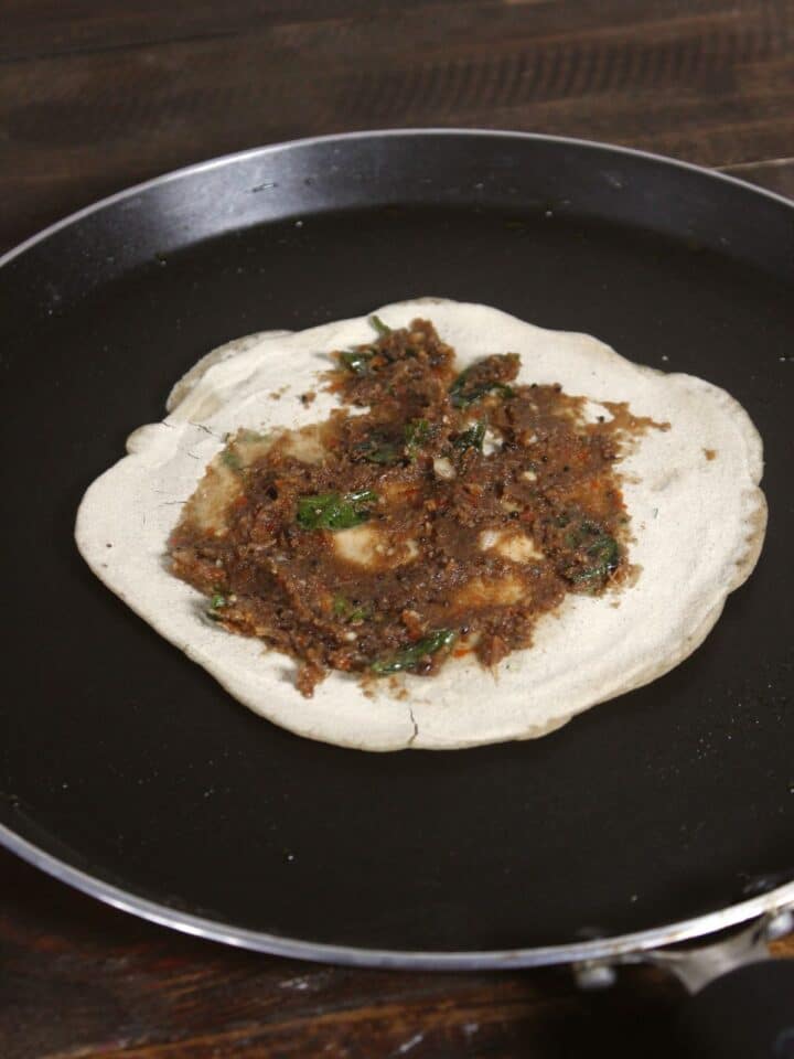 Spicy Garlic Egg Dosa - My Dainty Soul Curry