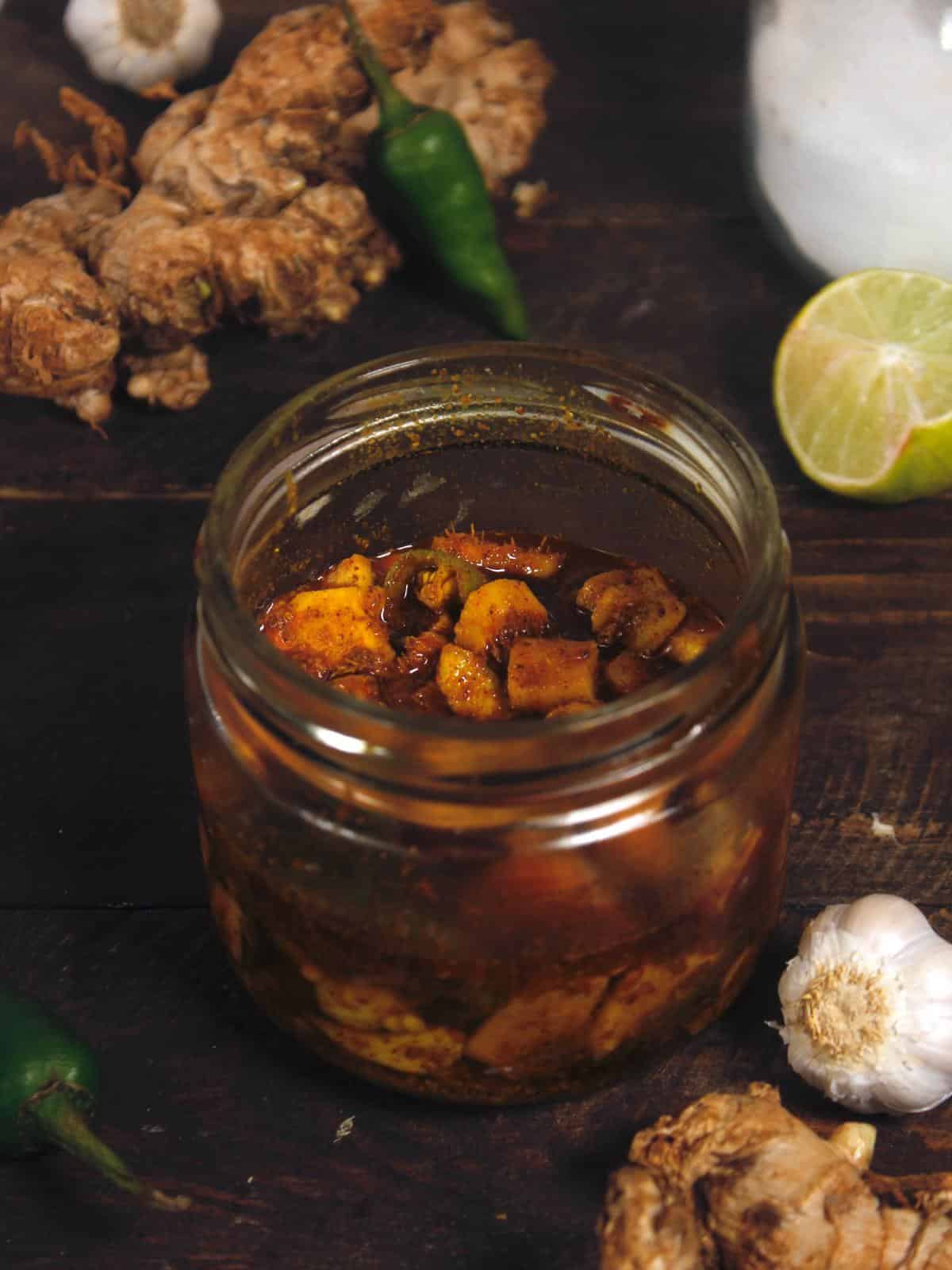 Instant Ginger Garlic Pickle - My Dainty Soul Curry